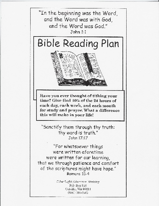 One-Year Bible Reading Plan – SonLight Education Ministry
